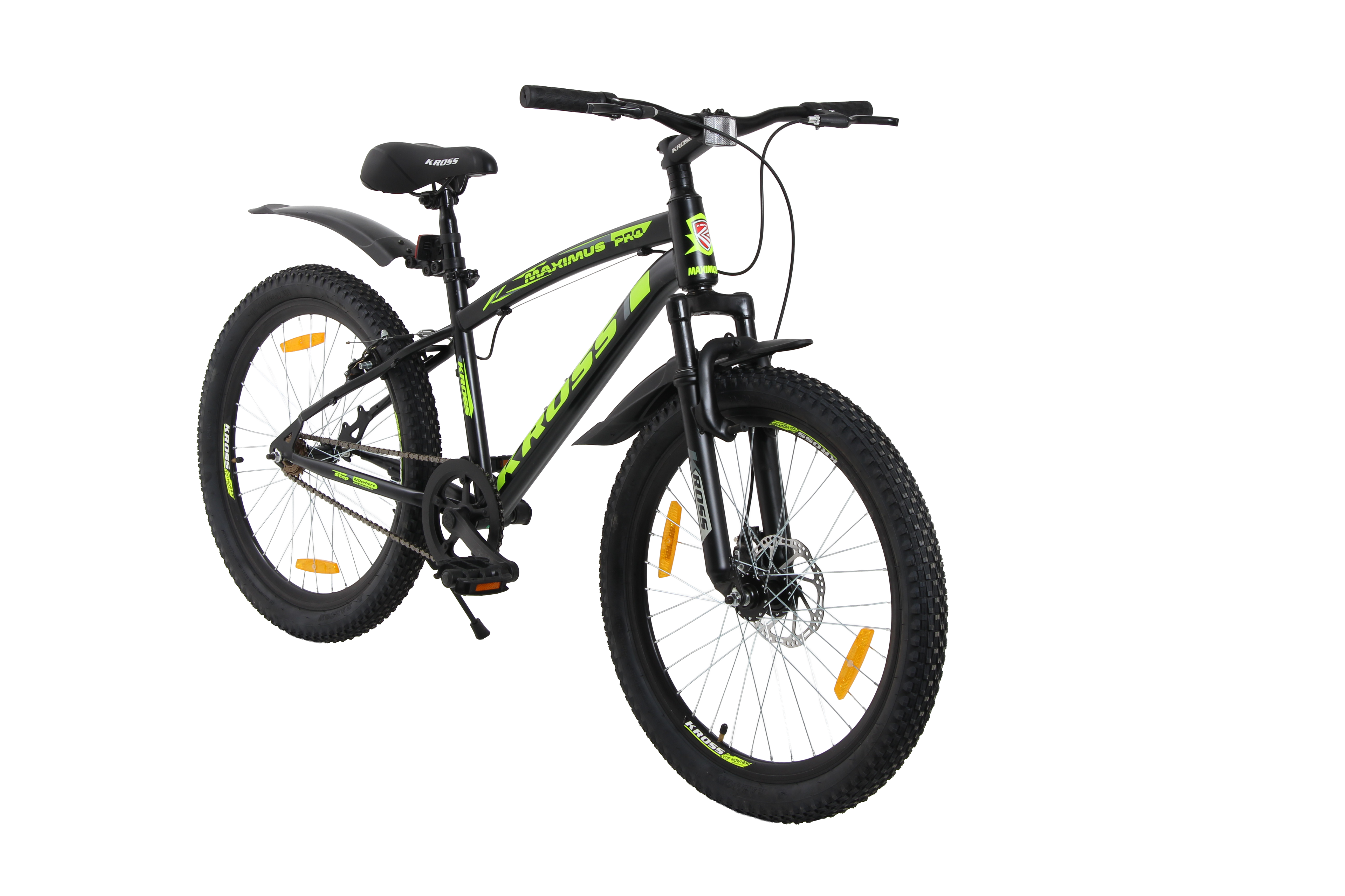 Maximus Pro Kross 24T Black Yellow | Single Speed MTB with Disc Brake ...